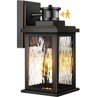 Motion sensor detective outdoor wall lights antique aluminum dusk to ...