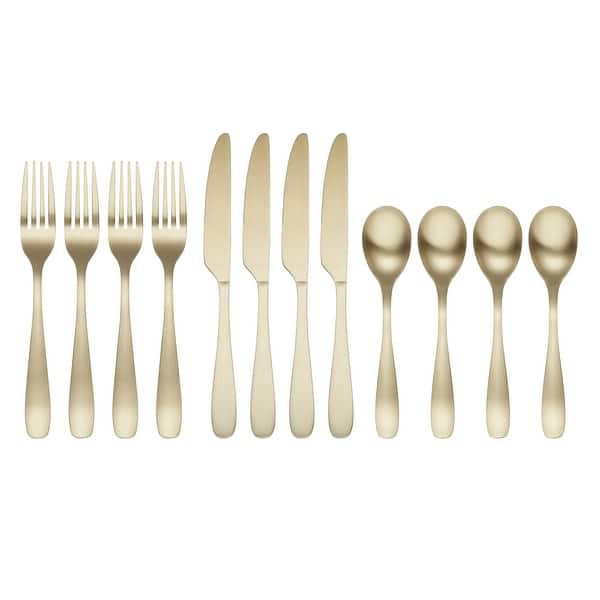 Eliana Champagne 12-Piece Flatware Set - Bed Bath & Beyond - 39678503