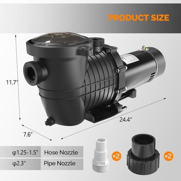 Dual Speed Pool Pump 1.5 HP 220V Above Ground Swimming Pool Pump - Bed ...