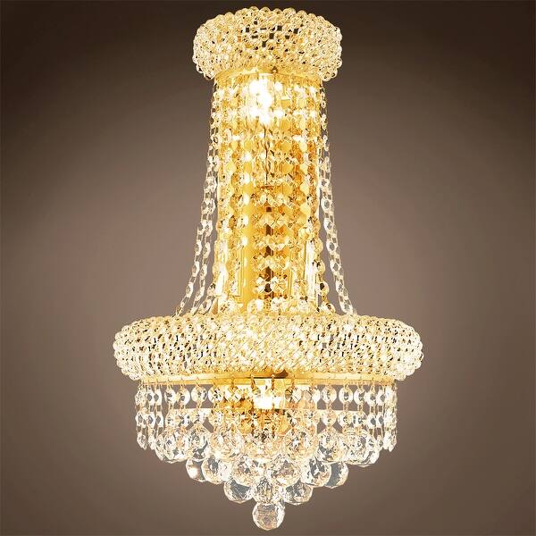 Bagel Design 4 Light 12" Gold Wall Sconce With Clear Swarovski Crystals ...