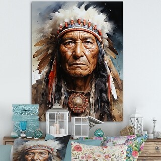Designart "Native Art Spirited Lakota Portrait" Native American Art ...
