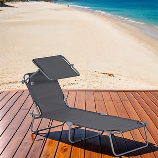 Outdoor Adjustable Folding Chaise Lounge with Sun Shade - Bed Bath ...