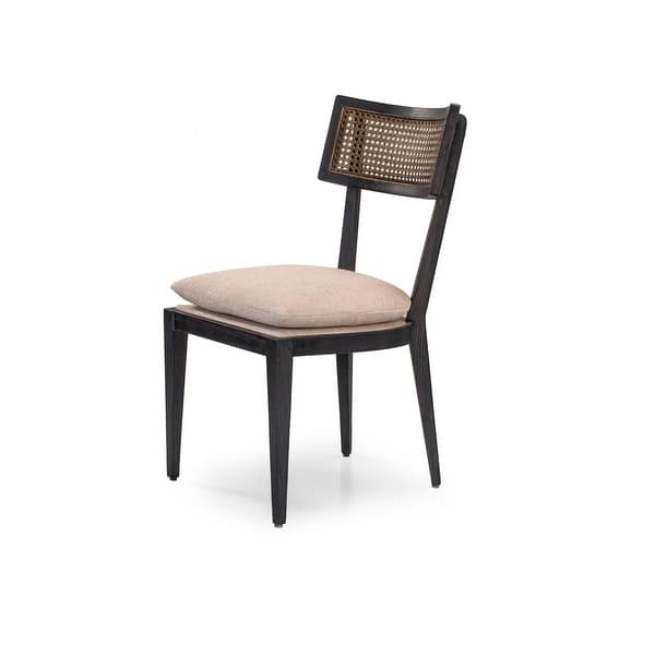 COLTON Wood Accent Side Chiar with Wicker Back and Cushioned Seat - Bed ...