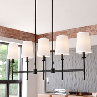 Modern Black Gold 5-Light Linear Chandelier Kitchen island Pendant ...
