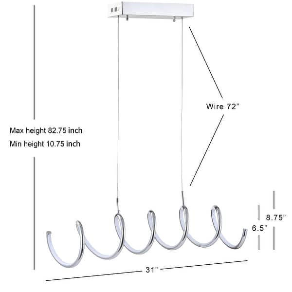Scribble 31" Dimmable Adjustable Integrated LED Metal Linear Pendant ...