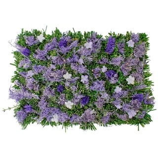 Mixed Floral and Grass Artificial Spring Mat - 13" - Purple and Green ...