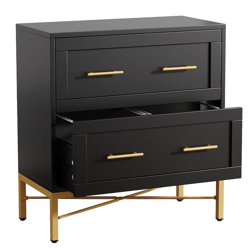 2-Drawer Lateral File Cabinet, Modern White Office Filing Cabinet for ...