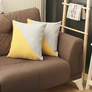 Set Of 2 Gray And Yellow Diagonal Pillow Covers - Bed Bath & Beyond ...