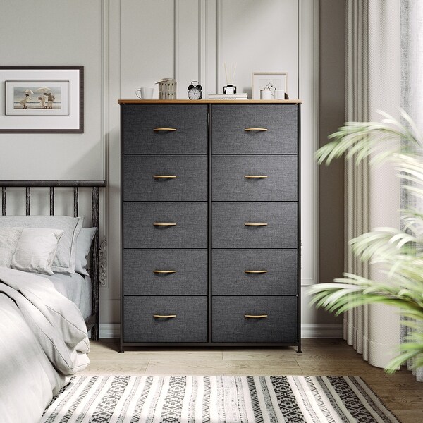 10 Drawer Dresser Fabric Closet Storage Tower Organizer Unit Bedroom ...