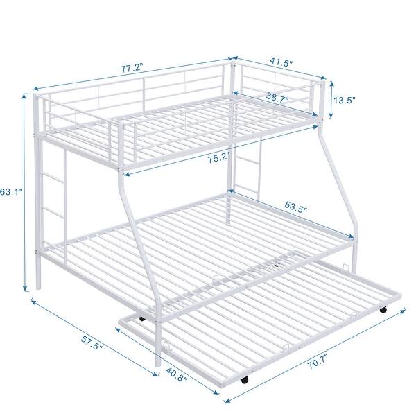 Twin over Full Bed with Sturdy Steel Frame Bunk Bed with Twin Size ...