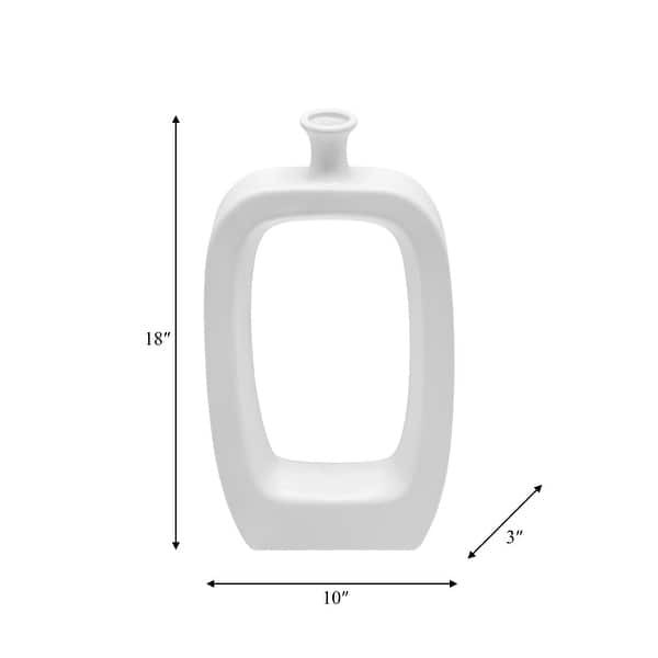 18" Ceramic Vase White Creative Contemporary Cut-Out Vase for ...