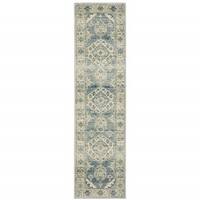 2' X 8' Orange Blue Teal Green And Beige Oriental Power Loom Stain ...