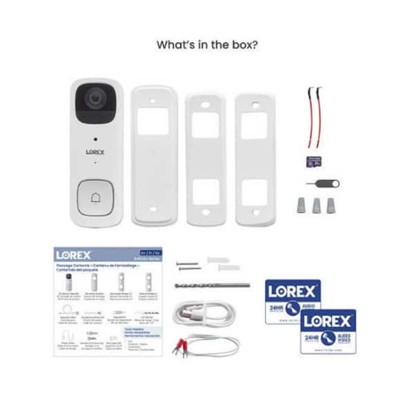 Lorex 2K Battery Video Doorbell w/ Night Vision and 2-way Talk (White ...