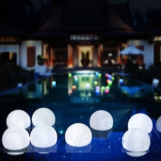 IMAGE 6 Pcs LED White Color PVC Floating Ball Mood Light for Garden ...