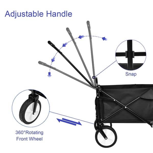 Black Folding Portable Hand Cart with Removable Canopy, 8" Wheels ...