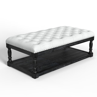 White Cocktail Shelved Ottoman 48-inch Tufted - Bed Bath & Beyond ...