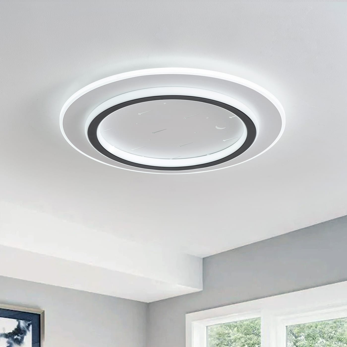 Modern Double Ring Led Flush Mount Ceiling Light for Bedroom Kichen ...
