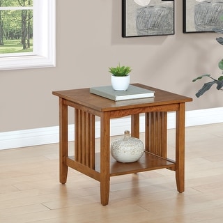 Porch & Den Clifton Mission Medium Oak Finish End Table - Bed Bath ...