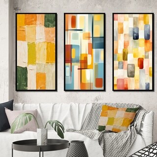 Designart "Retro Cubist Abstract Retro Composition I" Modern Midcentury ...