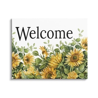 Stupell Welcome Typography Sign Blooming Sunflower Field Canvas Wall ...