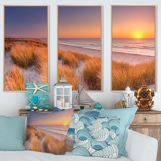 Designart "Sunset on Texel Island Beach" Sea & Shore Framed Art Set of ...