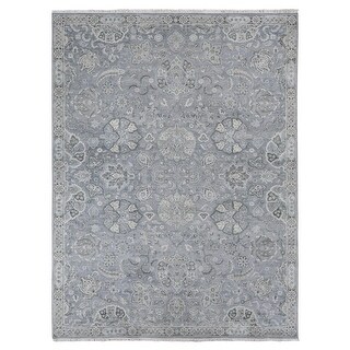Shahbanu Rugs Goose Gray, Tone on Tone, Oushak Design, Silk with ...