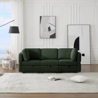 Green 87.9'' Modular Sectional with Storage and Adjustable Backrests ...