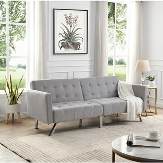 Sofa Bed Convertible Folding Light Grey Lounge Couch Loveseat Sleeper ...