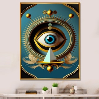 Designart "Golden Eye Of The Beholder VI" Modern Abstract Framed Canvas ...