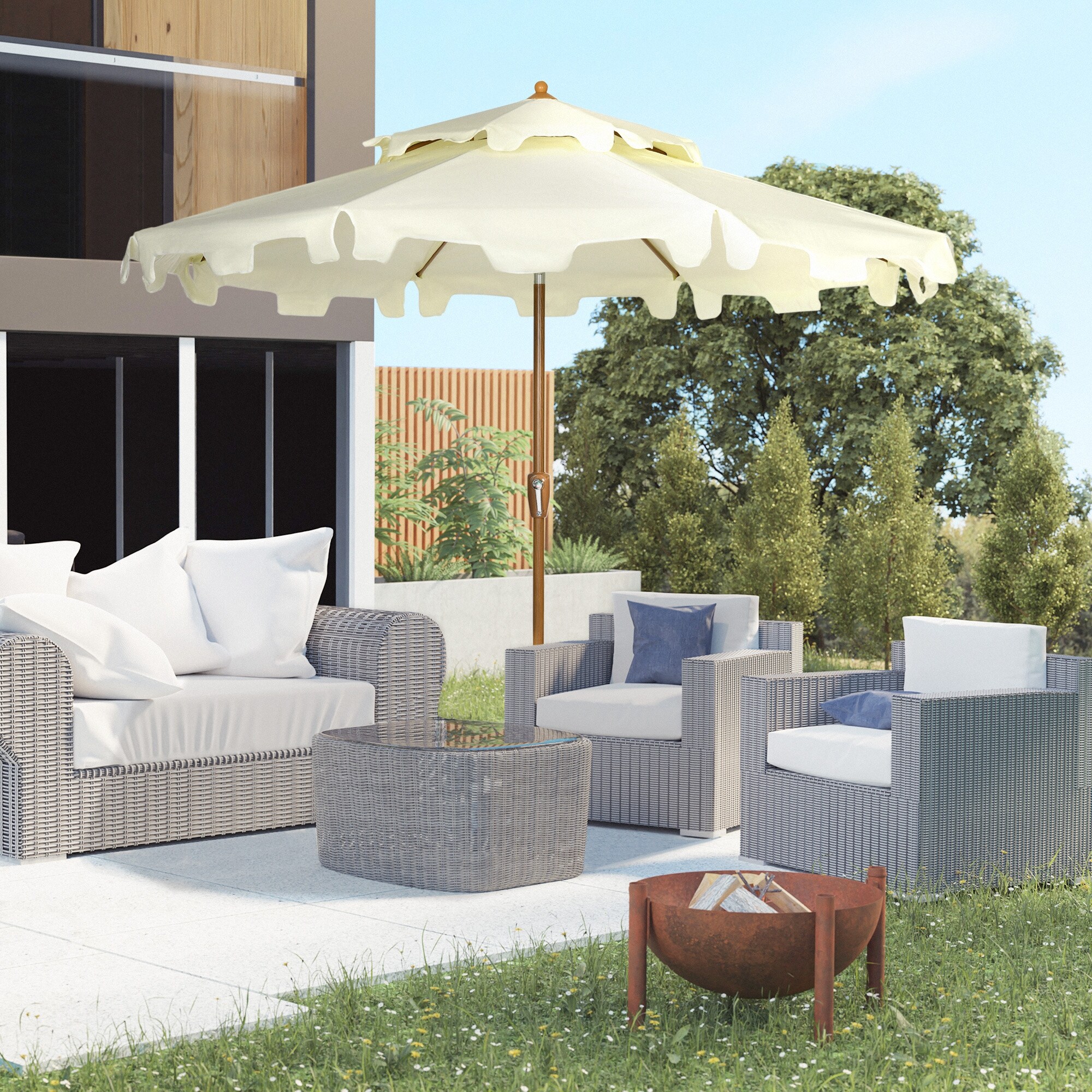 Ruffled patio umbrella store