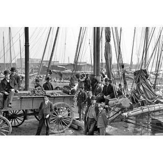 Unloading oyster luggers at Baltimore. Black and White Gallery Wrapped ...