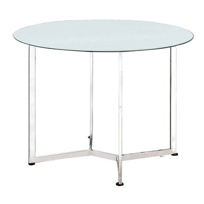 Round Glass Top Counter Height Table with Metal Base, Clear and Chrome ...