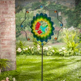 63 Inch Metal and Stainless Steel Bird Spinner Yard Stake with Jewel ...