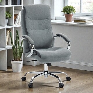 Ergonomic Executive Office Chair with Adjustable Height, Linen-Feel ...
