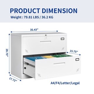 2 Drawer Lateral Filing Cabinet For Legal/Letter A4 Size, Large Deep ...