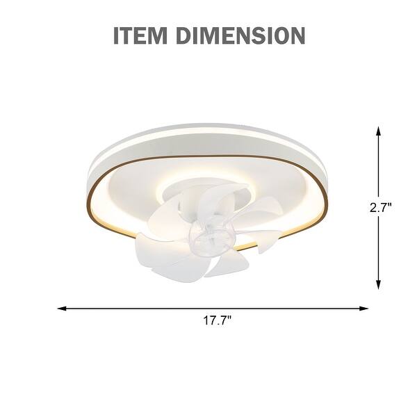 Modern Cream White Flush Mount Ceiling Fan with Remote Control,6-Speed ...