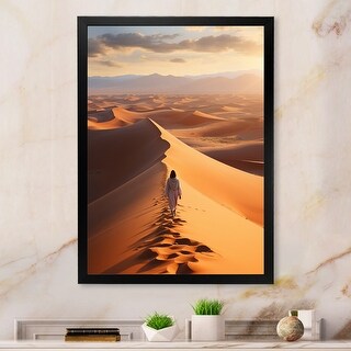 Designart "Desert Walk Dreams I" Desert Framed Canvas Art Print - Bed ...