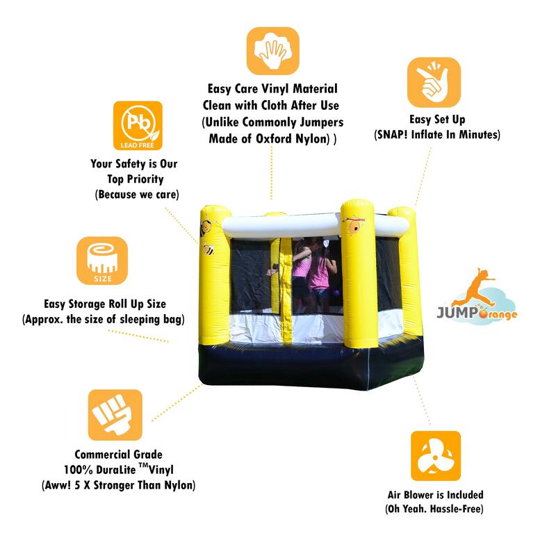 HeroKiddo Busy Bee Inflatable Bounce House for Kids & Toddlers (with ...