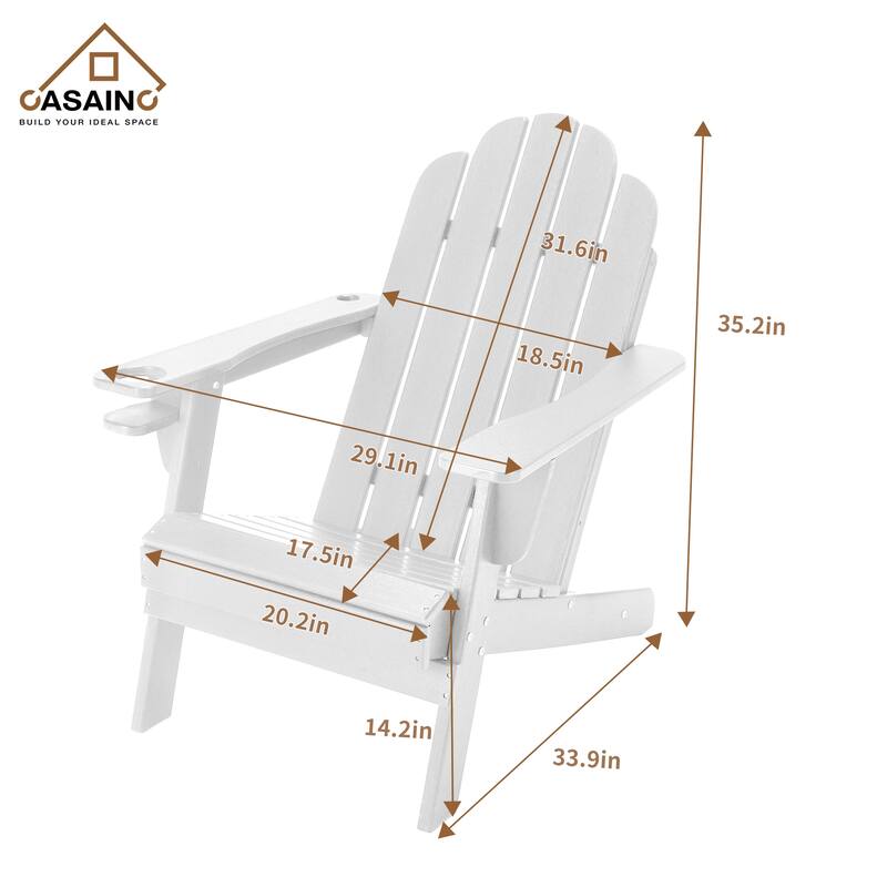 Casainc Traditional Curveback Plastic Patio Adirondack Chair With Cup