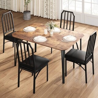 Kitchen Dining Table Set Chamfer Design with Cushion Seats - Bed Bath ...