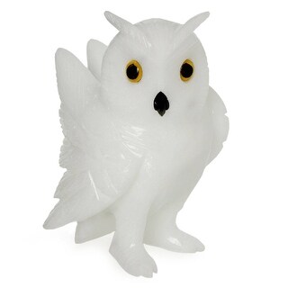 Handmade Alpine Owl Calcite and dolomite sculpture (Brazil) - 20 x 18 x ...