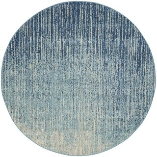 4' Round Navy and Light Blue Abstract Area Rug - 3'6" - Bed Bath ...