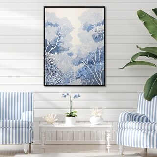 Designart "Monochromatic Blue Coral Trees Collage" Coastal Coral Under ...