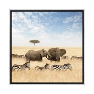 iCanvas "Elephants And Zebras In The Grasslands Of The Masai Mara" by ...