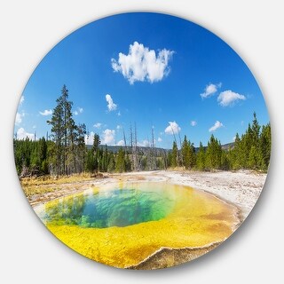 Designart 'Morning Glory Pool with Bright Sky' Landscape Photo Large ...