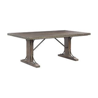 Rectangular Dining Table with Double Pedestal Base in Weathered Cherry ...