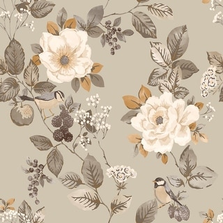 Belgravia Decor Bramble Beige Floral Wallpaper - Bed Bath & Beyond ...