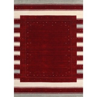 Ahgly Company Machine Washable Contemporary Cranberry Red Area Rugs ...