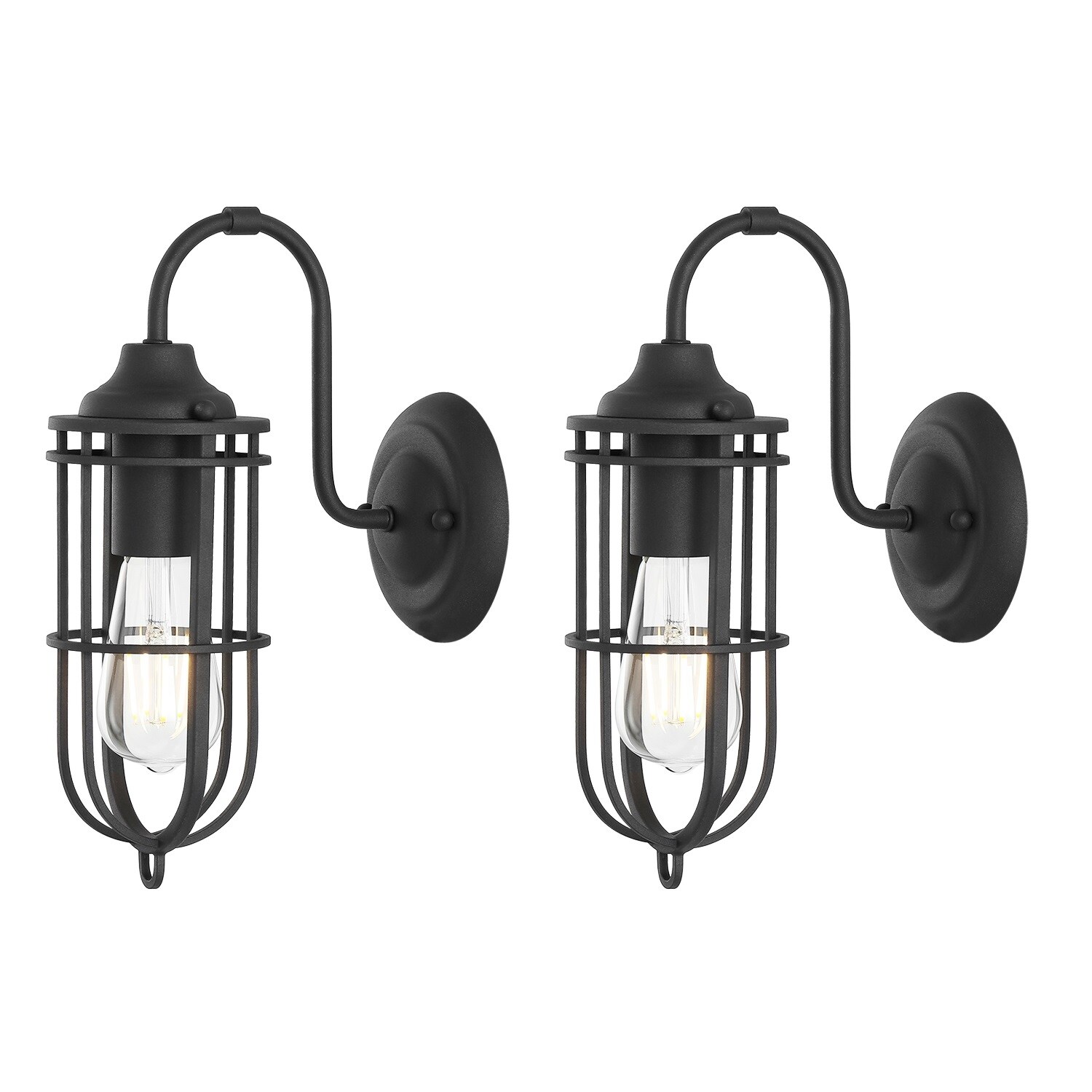 1-Light Industrial Wire Cage Wall Sconce Set of 2 - Bed Bath & Beyond ...