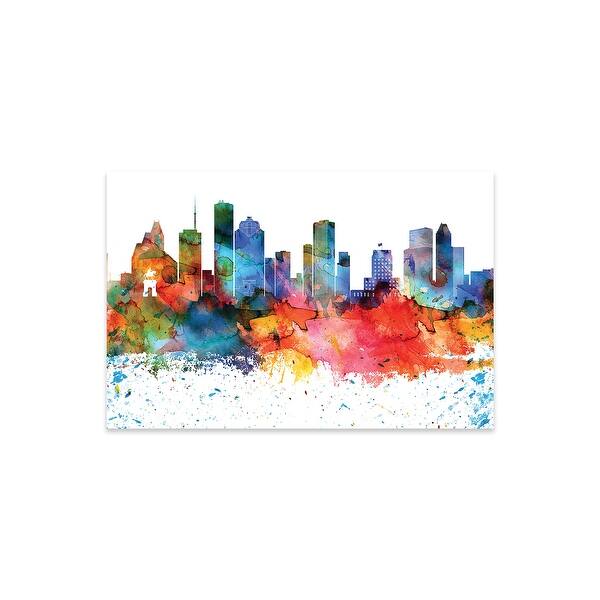 Houston Colorful Watercolor Skyline Print On Acrylic Glass by ...